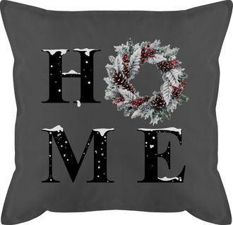 Shirtracer Kissen 50x50 - Weihnachtskissen Christmas Geschenke - Motiv Home mit Weihnachtskranz I Wintermotiv Geschenk zur Winterzeit I Winter Geschenk Weihnacht