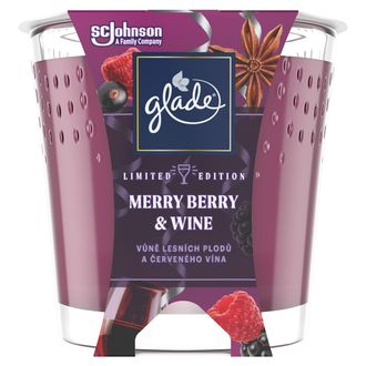 Glade Candle Duftkerze Merry Berry & Wein, mit Weinduft und Beeren, 129g
