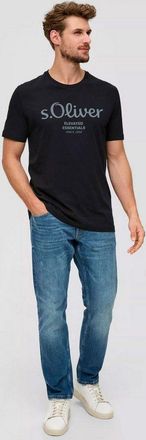 s.Oliver T-Shirt Basic aus reiner Baumwolle, mit Logo-Print auf der Brust