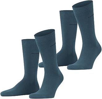 Esprit Basic Uni 2-Pack M So Coton Unies Lot de 2 Paires Chaussettes, Vert (Peacock 6382), 43-46 Homme