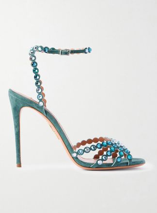 Aquazzura Sandales En Cuir &Agrave; Cristaux Tequila 105 - Bleu