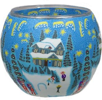 Kerzenfarm Hahn 21814 Leuchtgl&auml;ser, Glas, bunt, 11.0 x 11.0 x 9.0 cm