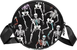 Generic Sac &agrave; bandouli&egrave;re rond rond pour femme, petit sac &agrave; bandouli&egrave;re squelette avec fermeture &eacute;clair, bretelles r&eacute;glables, d&eacute;contract&eacute; pour femmes et fille