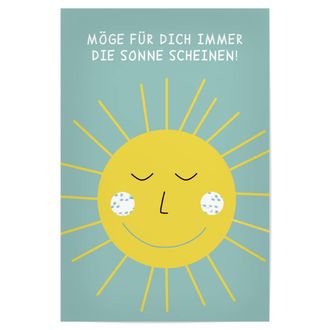 artboxONE Poster 60x40 cm gelb Typografie Sonne 2 hochwertiger Design Kunstdruck - Bild Sonne Gesundheit gl&uuml;ck