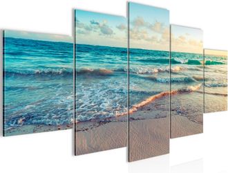 Runa Art Bilder Meer Strand 200 x 100 cm 5 Teilig XXL Wanddekoration Design Blau Beige 015551a