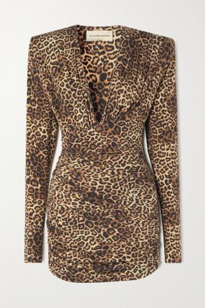 Alexandre Vauthier Minikleid Aus Stretch-jersey Mit Leopardenprint Und Raffungen - Animal-Print