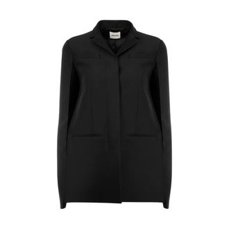 Khaite Femme, Vestes, Noir, Taille: 36 FR Veste Noire en M&eacute;lange Laine et Soie avec Col Crant&eacute;