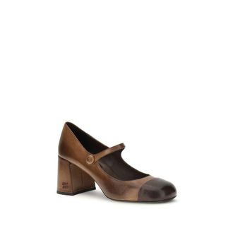 Miu Miu Calf Leather Cap-Toe Ballet Flat - Brown