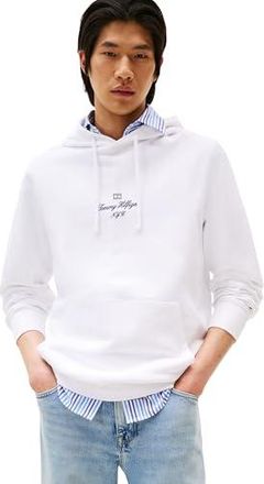 Tommy Hilfiger Sweat &agrave; Capuche Homme Outline Flag Script avec Capuche, Blanc (White), M