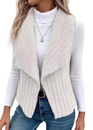 Onsoyours Weste Damen Flauschig Fleeceweste Frauen &Auml;rmellose Pl&uuml;sch Mantel Winter Warm Teddywesten Ohne Kapuze Weste Gef&uuml;ttert Fellweste Teddy Fleece Cardigan J