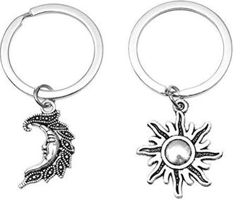 Pretyzoom Porte-Clés Soleil Et Lune Pour Couple Cadeau Saint-Valentin Accessoire Amoureux Porte-Clés Pendentif Élégant Et Fonctionnel 6.5X3 Cm