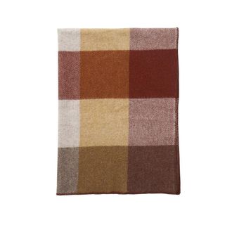 Klippan Block Wolldecke 130x180 cm braunrot, violett, braun, Ocker, Hellbraun, beige