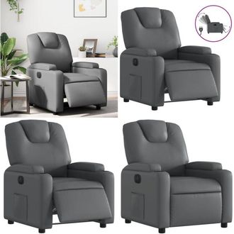 vidaXL Relaxsessel Elektrisch Grau Kunstleder - Fernsehsessel - Relaxsessel - Elektrischer Sessel - Bequeme Lounge - Lederlook - Home & Living