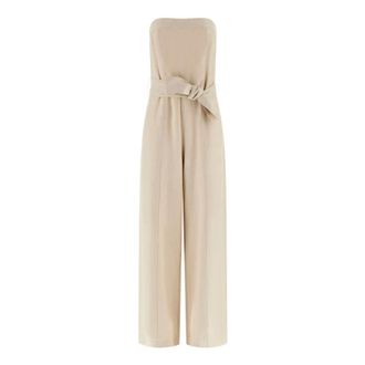 Guess Femme, Combinaisons et Ensembles, Beige, Taille: 36 FR Combinaison en lin m&eacute;lang&eacute;