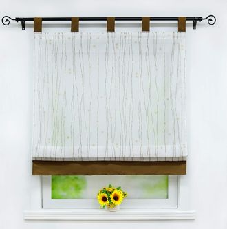 Joyswahl Voile Raffrollo Transparenter Raffrollo mit farbigem Blend »Luise« Schals mit Schlaufen Fenster Gardine BxH 120x140cm Kaffee 1 Stück