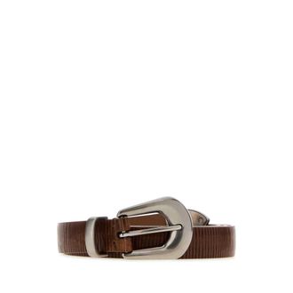 Brunello Cucinelli Carved Leather Belt - - Accessories - Damen - Braun - S