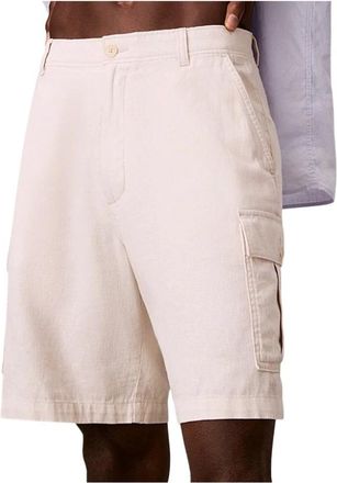 Calvin Klein Homme, Shorts, Blanc, Taille: W30 Linen Cotton Cargo Shorts