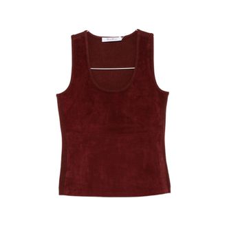 Max Mara Suede-panelled Scoop-neck Tank Top