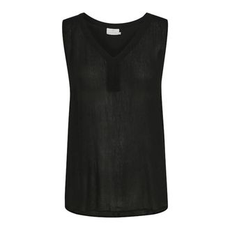 Kaffe Schwarzes Tiefes V-Ausschnitt Top - - Tops - Damen - Schwarzk - S