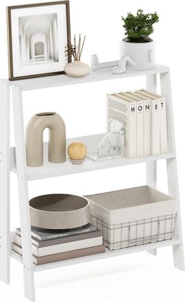 Furinno Ladder Leiter-B&uuml;cherregal, Ausstellungsregal, 5 Ebenen, Wei&szlig;