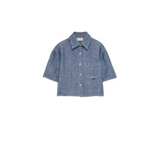 Roy Rogers Kurz&auml;rmeliges Chambray-Hemd - - Blouses & Shirts - Damen - Blau - XS