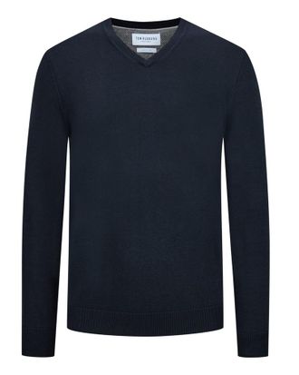 Tom Rusborg Pullover mit V-Ausschnitt aus einem Baumwolle-Seide-Mix in