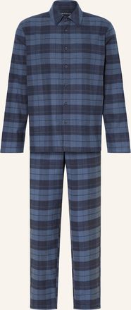 Schiesser Schlafanzug Selected Premium Warming Aus Flanell blau