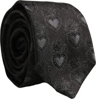 Dolce & Gabbana Sacred Heart Jacquard Necktie - Black