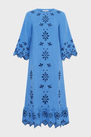 Gerard Darel Robe en lin &agrave; broderies ajour&eacute;es - ANTONIA - Nuage