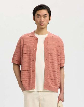 Selected polo en maille rose dawn