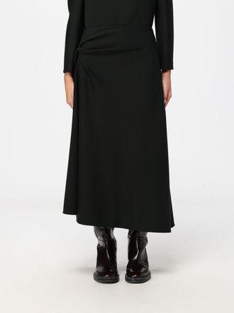 Meimeij Asymmetrischer Midirock aus Viskose mit drapierter hoher Taille