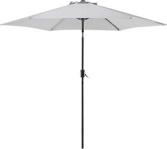 Beliani Parasol de Jardin 270 cm en Bois et Tissu Polyester Gris Clair Manivelle Varese