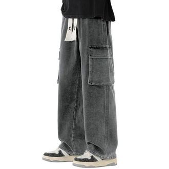 Generic Jean Homme Jeans Homme Pantalon en Jean Hiver Doubl&eacute; Polaire Gris Workwear - Coupe Rel&acirc;ch&eacute;e, Robuste Et Chaud, Parfait pour Usage D&eacute;contract&eacute; Hivernal