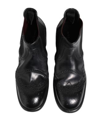 Dolce & Gabbana Mens Black Leather Ankle Boots Slip On Shoes