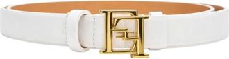 Elisabetta Franchi Femme, Accessoires, Beige, Taille: XL Leather Belt with Buckle