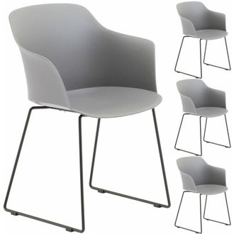 IDIMEX Lot de 4 chaises de jardin foro en plastique gris