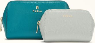 Furla Camelia Kosmetiktasche Amatore Blue Strukturiertes Leder Damen