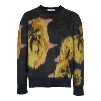 Msgm Msgm, Homme, Pulls, Noir, Taille: S Pull noir avec motif jacquard