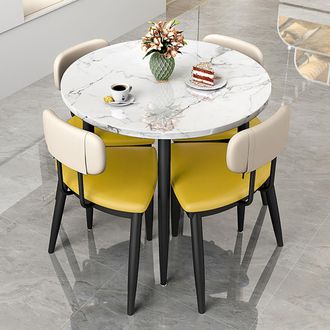 Generic Konferenztisch-Set, 5-teiliges rundes Konferenztisch-Set f&uuml;r B&uuml;ro und Empfang, Kleiner Esstisch mit St&uuml;hlen f&uuml;r 4 Personen, Gesch&auml;ftsverhandlungen und