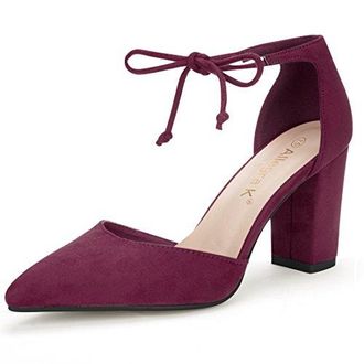 Allegra K Escarpins habill&eacute;s &agrave; Bout Pointu et Cheville pour Femmes Bourgogne 38