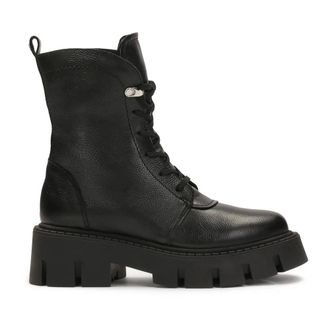 Kazar Lederstiefel mit Rei&szlig;verschluss und Schn&uuml;rung - - Shoes - Damen - Schwarzk - 37 EU