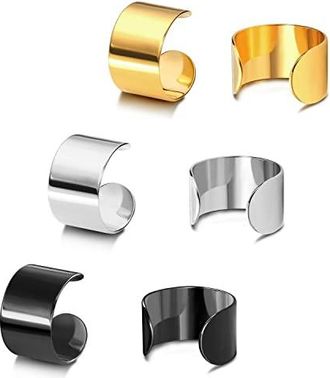 Generic 3 Paires de Manchettes doreille en Acier Inoxydable Helix Cartilage Clip sur Wrap Punk Boucles doreilles pour Femmes Hommes Non Piercing réglableDurab