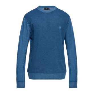 Etro Homme, Pulls, Bleu, Taille: 2XL Pull en laine avec logo brod&eacute;