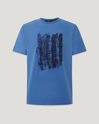 Belstaff T-shirt Corrosion Pour Homme Cotton Jersey Bleu Marine 2xl