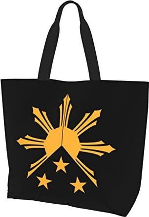 AOOEDM Philippines Philippine Sun And Stars Ladies Canvas Tote Sac &agrave; provisions r&eacute;utilisable