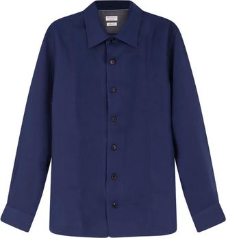 Brunello Cucinelli Homme, Chemises, Bleu, Taille: S Linen Shirt
