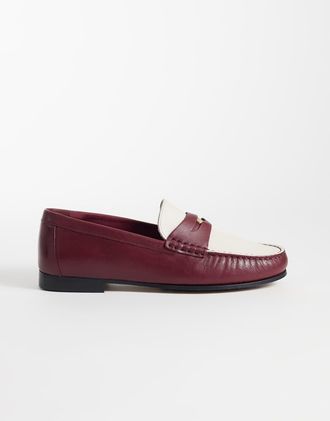 Tommy Hilfiger Mocassins &agrave; m&eacute;daillon contrastant - Marron et blanc