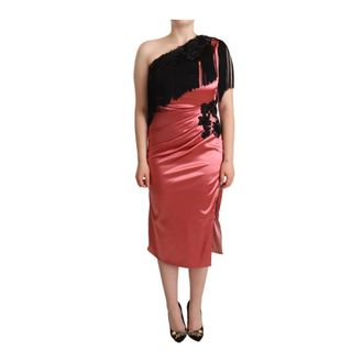 Dolce & Gabbana One-Shoulder Seidenkleid mit Quastenfransen Midikleid - - Dresses - Damen - Rosa - M