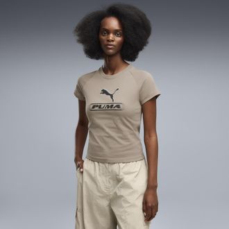 Puma T-shirt slim &agrave; imprim&eacute;s PUMA Sport Femme, V&ecirc;tements, Beige, XL