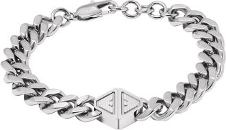 Emporio Armani Herrenarmband aus Leder oder Edelstahl mit Karabiner-, Schieber- oder Druckknopfverschluss, Aschesilber